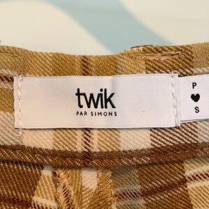 twik | Pants & Jumpsuits | Twik Womens Plaid Pants In Tan And White ...